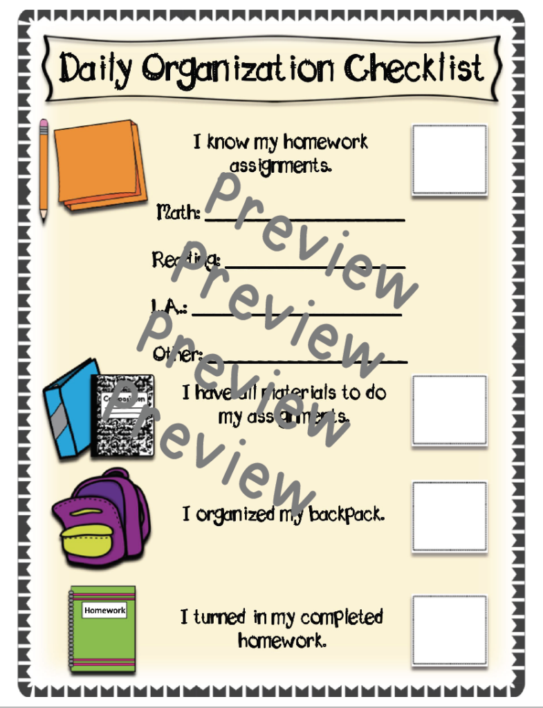 Organization Checklist For Students - Made By Teachers