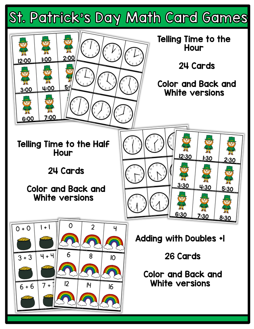 St. Patrick's Day March Math Card Games | Made By Teachers