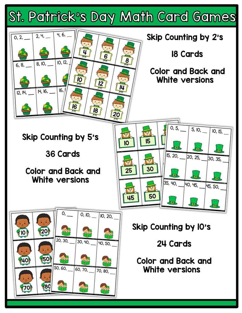 St. Patrick's Day March Math Card Games | Made By Teachers