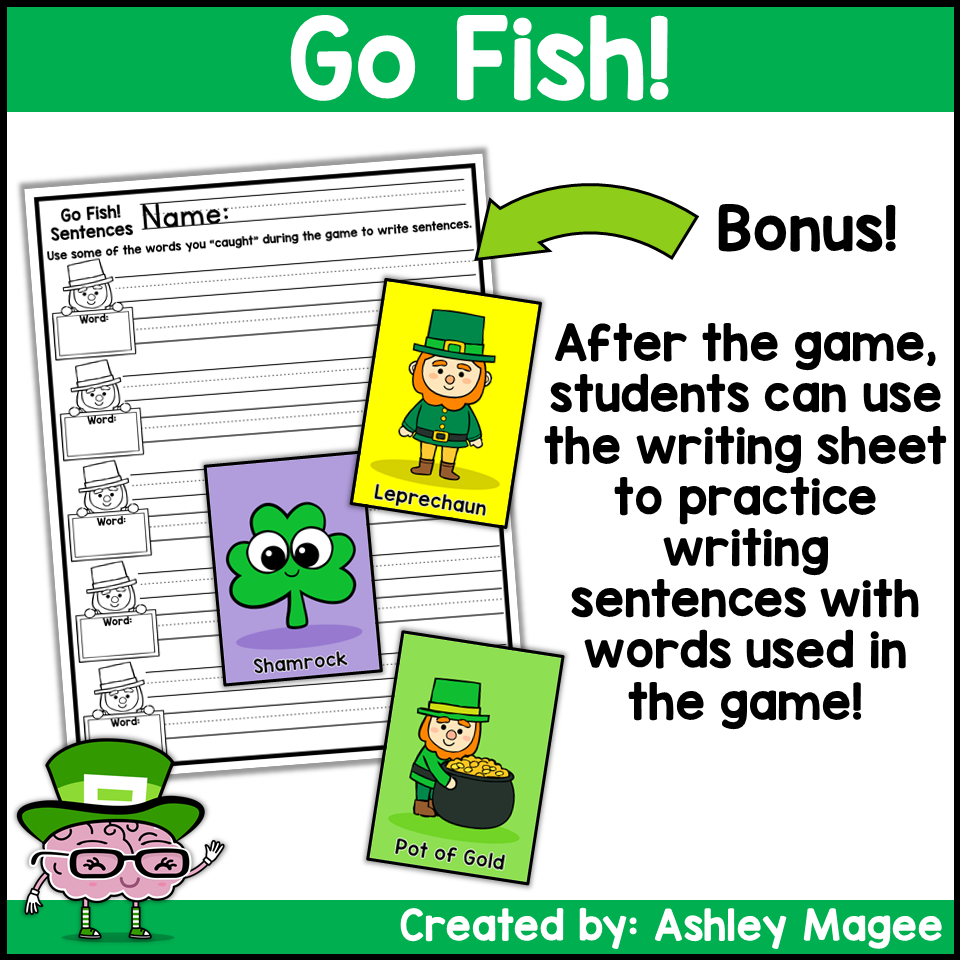 St. Patrick's Day Go Fish Game with Writing | Made By Teachers
