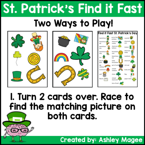 St. Patrick's Day Find it Fast Card Game - Made By Teachers