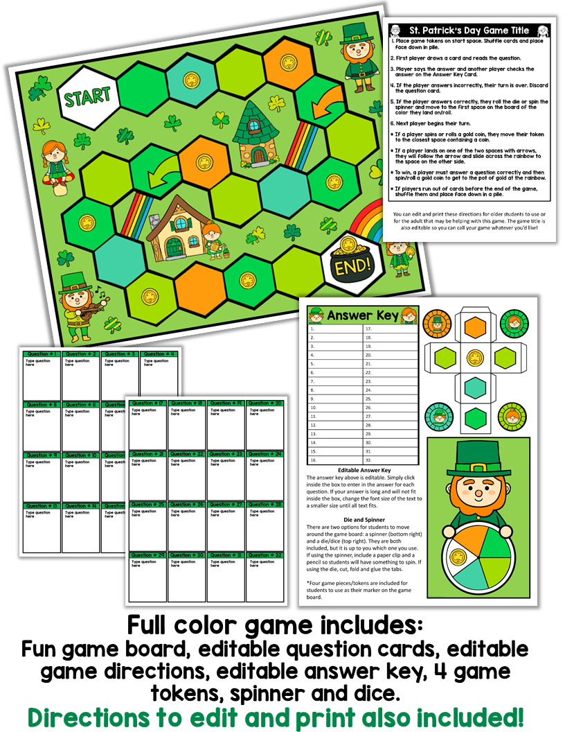 St. Patrick's Day Editable Game Template - Made By Teachers