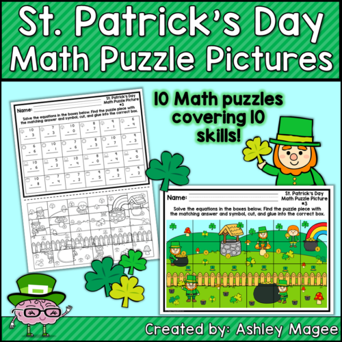 St. Patrick's Day Math Puzzle Pictures - Made By Teachers