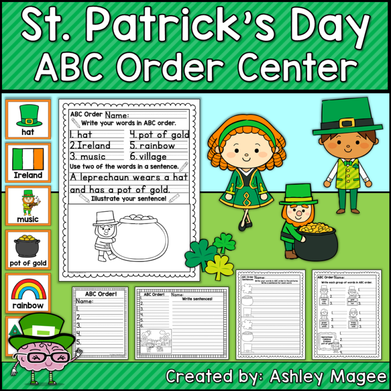 St. Patrick's Day ABC Order Center - Made By Teachers
