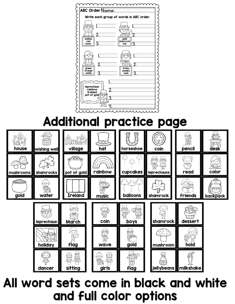 St. Patrick's Day ABC Order Center - Made By Teachers