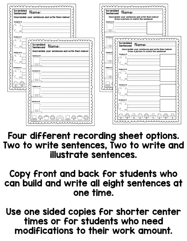 St. Patrick's Day Scrambled Sentences Center | Made By Teachers