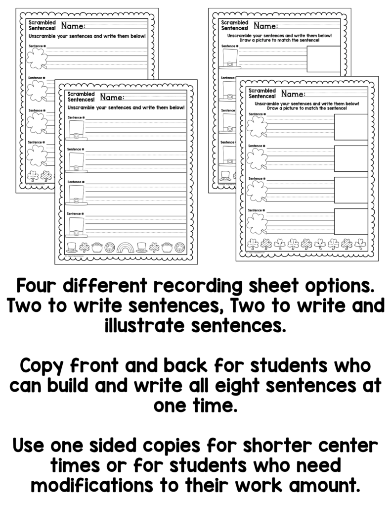 St. Patrick's Day Scrambled Sentences Center | Made By Teachers