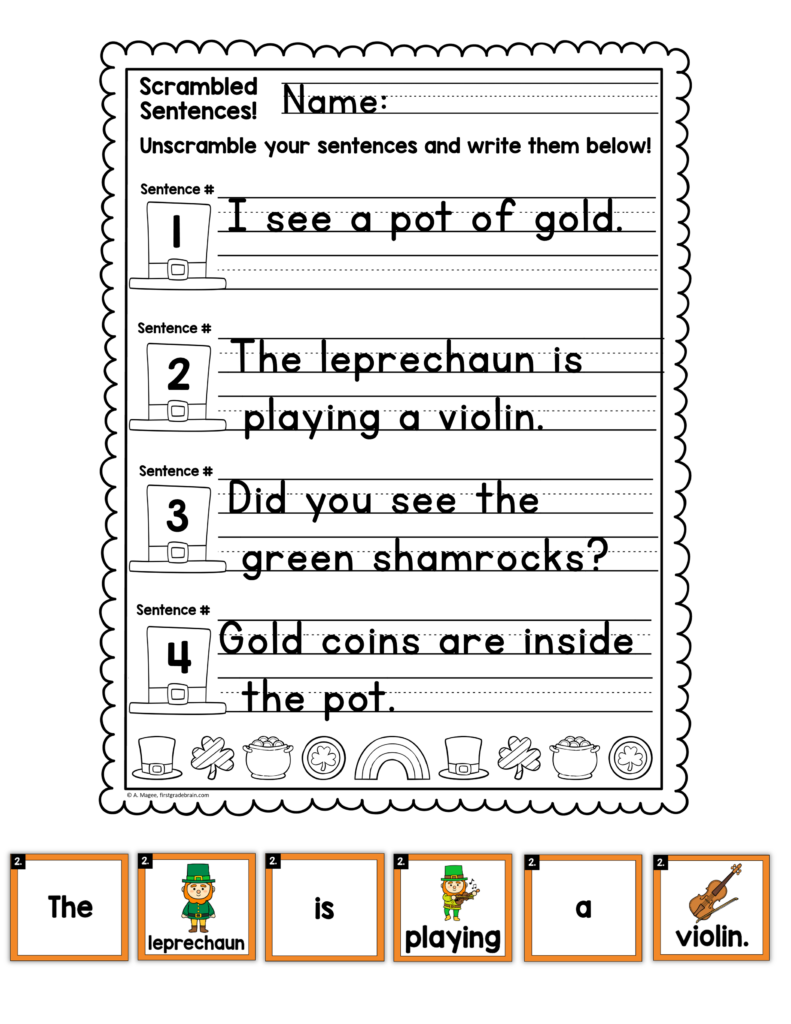 St. Patrick's Day Scrambled Sentences Center | Made By Teachers