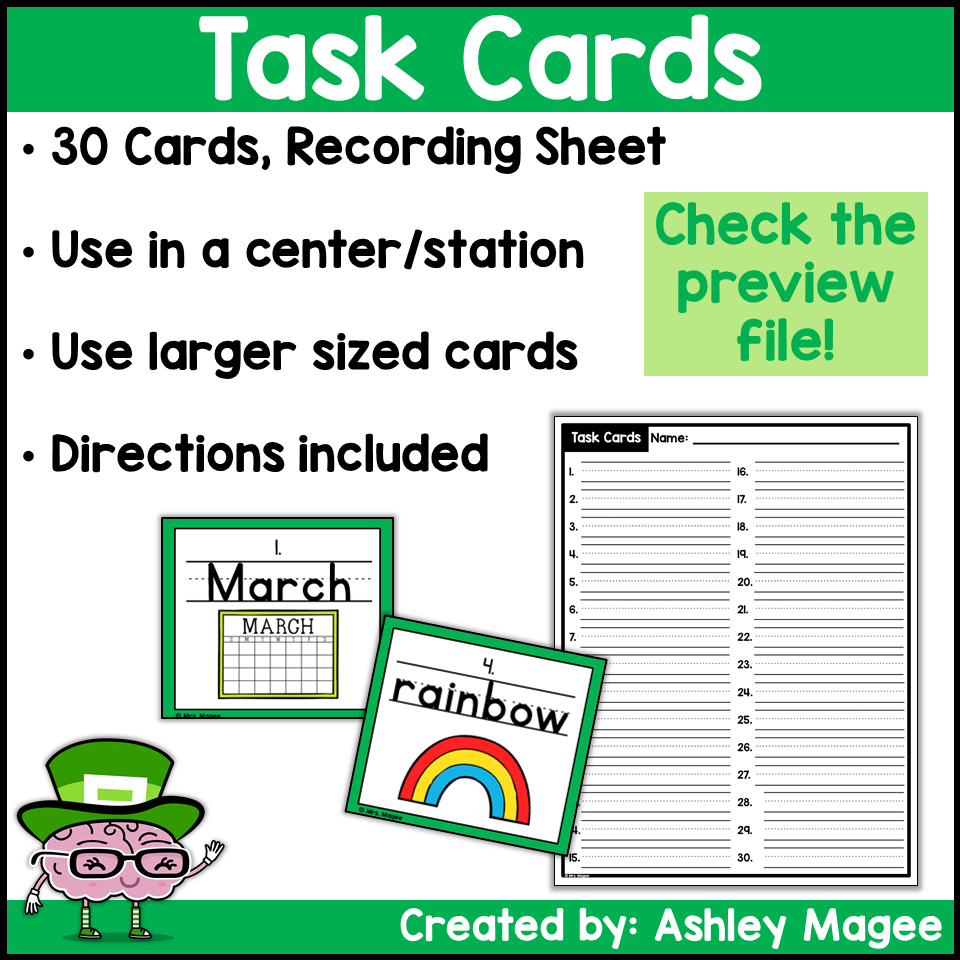 St. Patrick's Day Scoot Write the Room Task Cards | Made By Teachers
