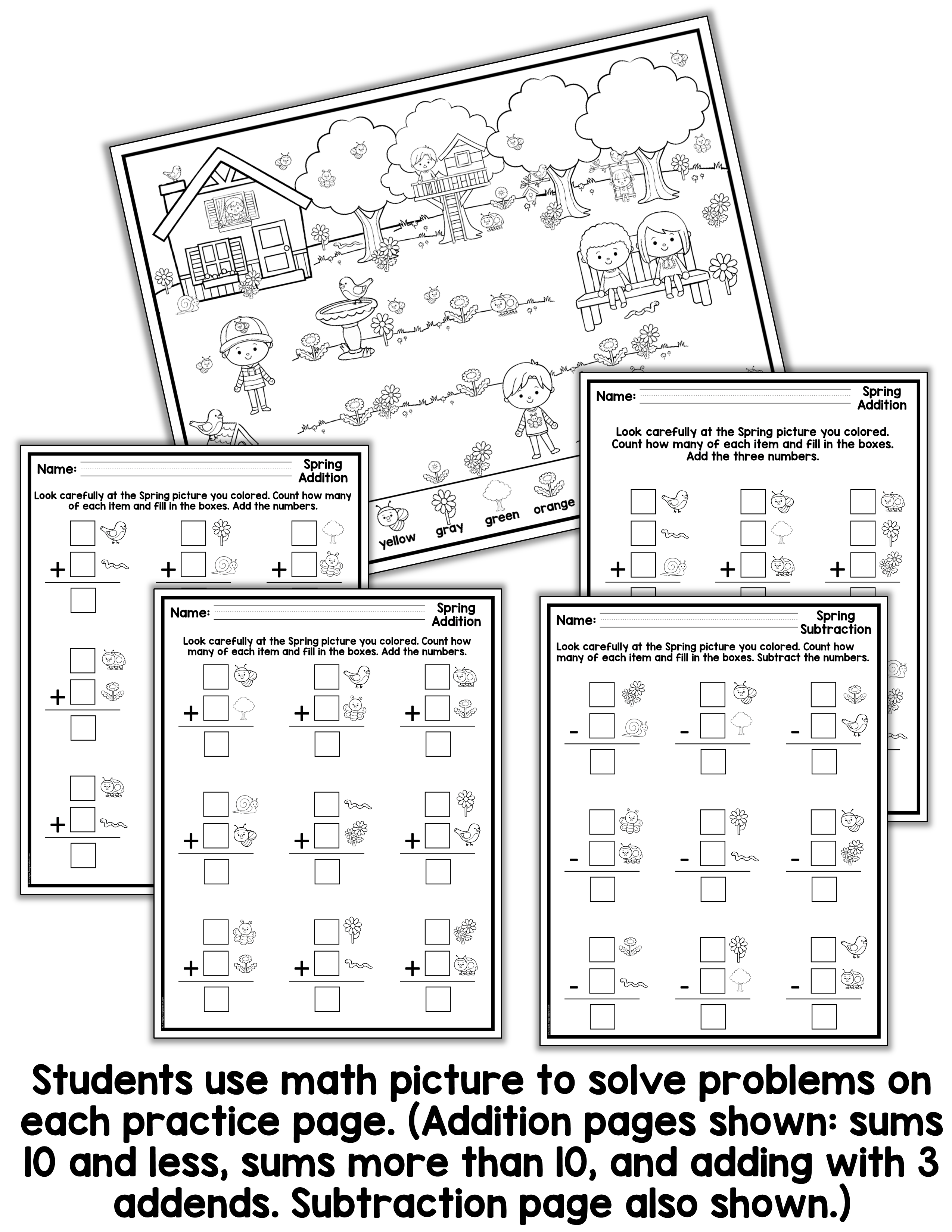 Spring Math Picture Pages | Made By Teachers