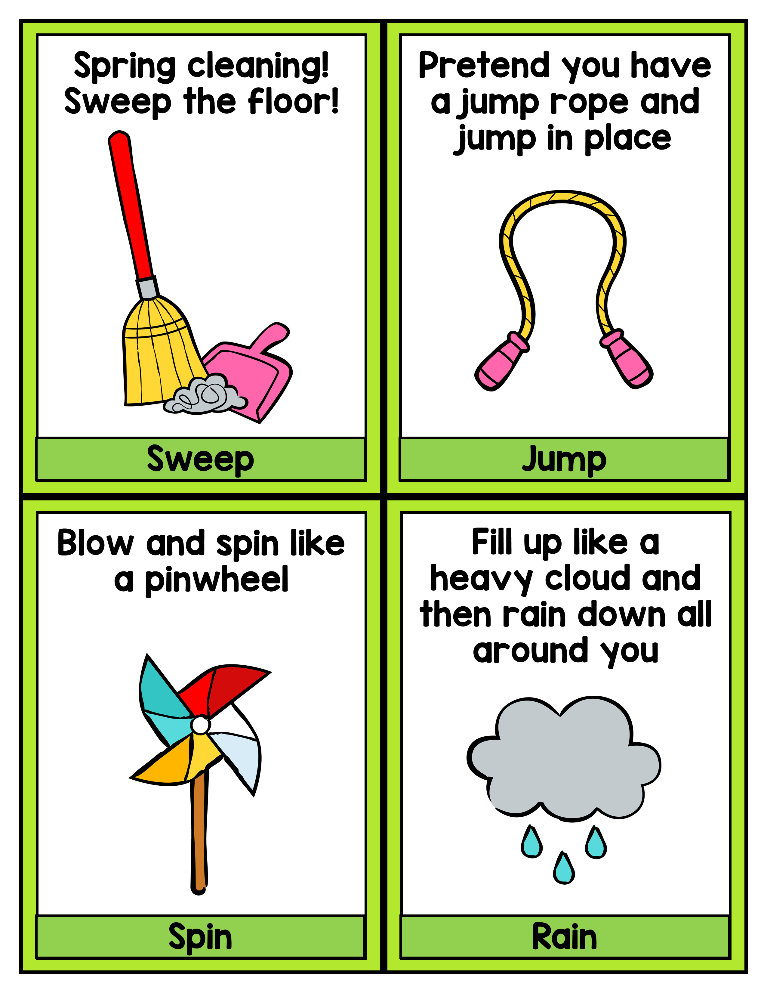 Move It! Movement Cards Spring Theme Brain Breaks | Made By Teachers