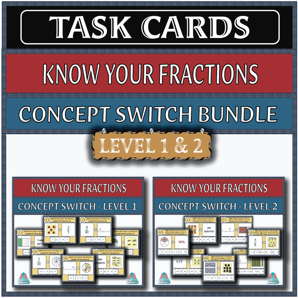 Fractions Task Cards - Level 1 and 2 Bundle - Made By Teachers