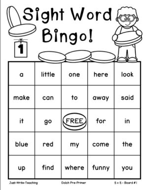 Sight Word Bingo - Dolch Pre-Primer - Made By Teachers