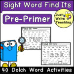 Dolch Pre-Primer Sight Word Find It Activities - Made By Teachers