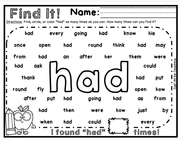 Dolch First Grade Sight Word Find It Activities - Made By Teachers