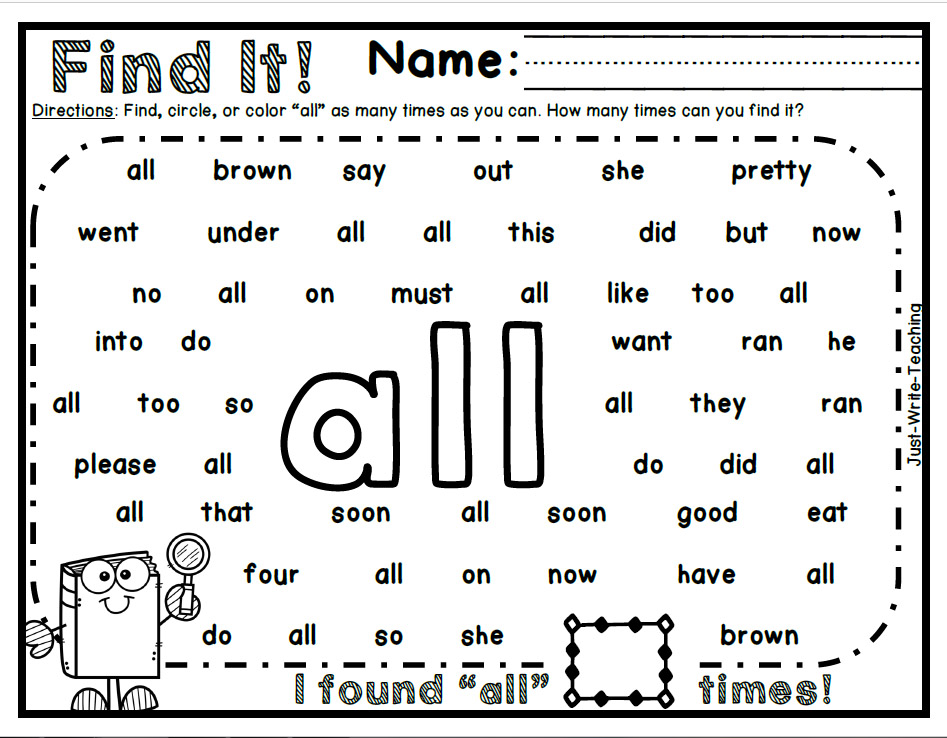 Dolch Primer Sight Word Find It Activities - Made By Teachers