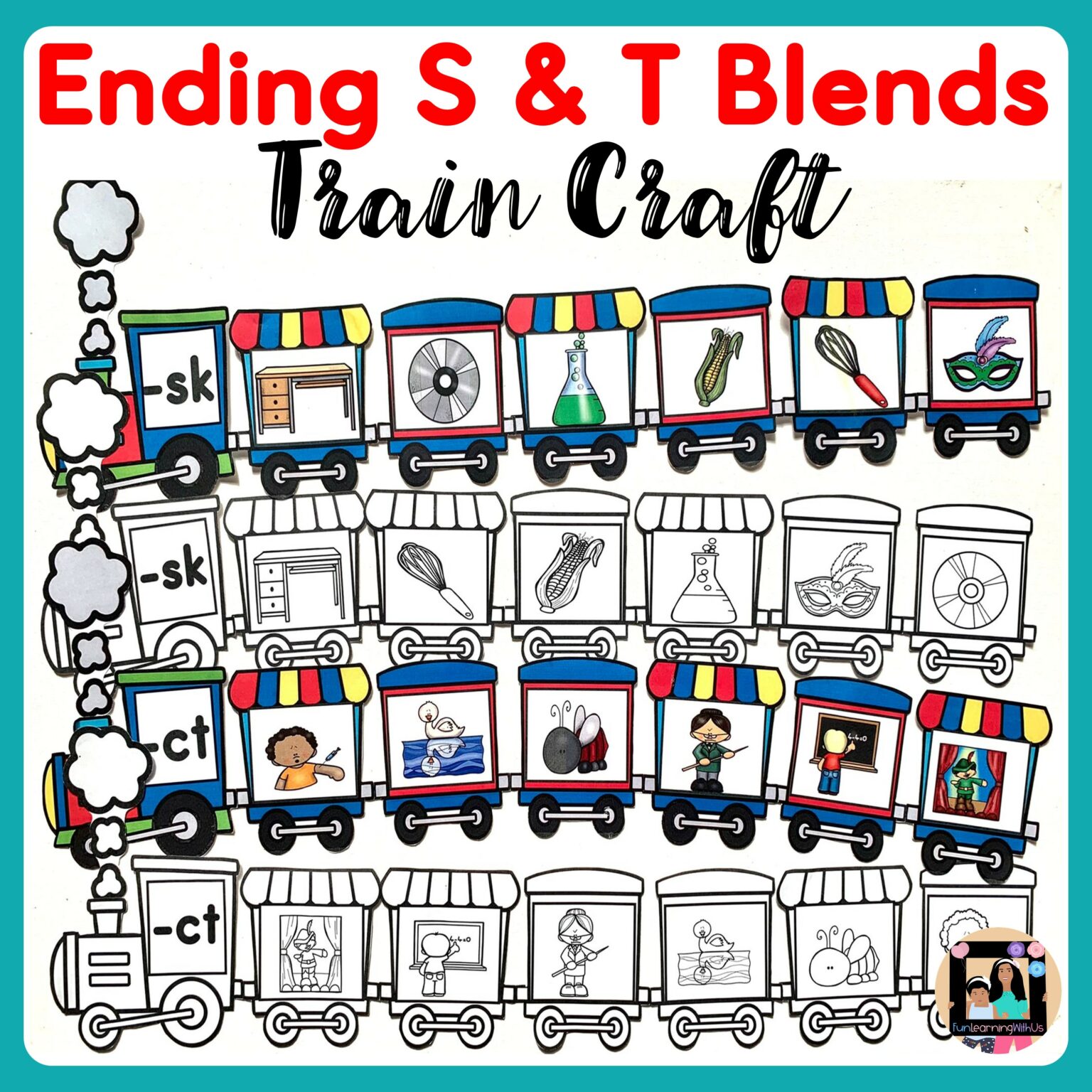 Consonant Ending S & T Blends Train Craft Activity - Made By Teachers