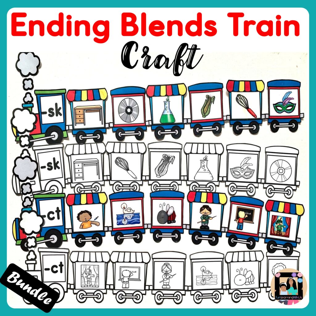 Consonant Ending Blends Train Craft Bundle | Made By Teachers