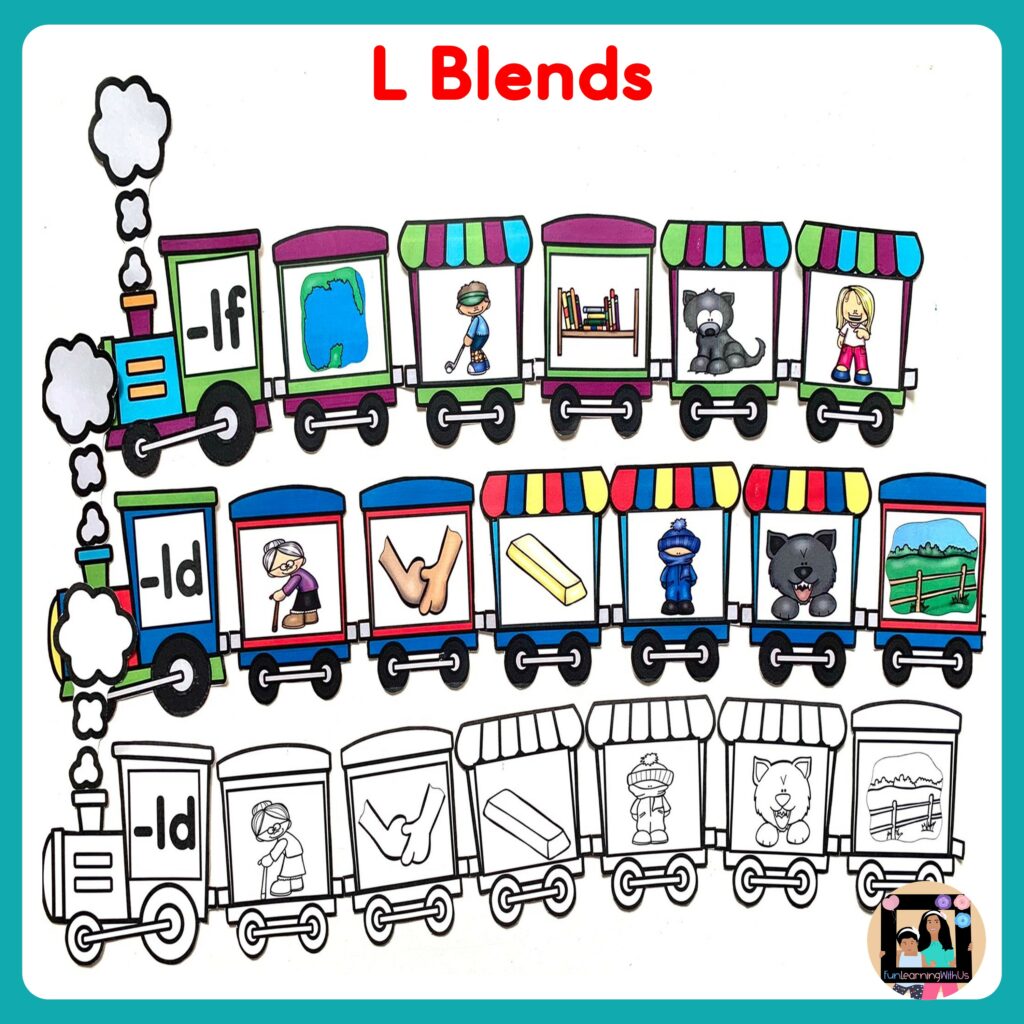 Consonant Ending Blends Train Craft Bundle | Made By Teachers