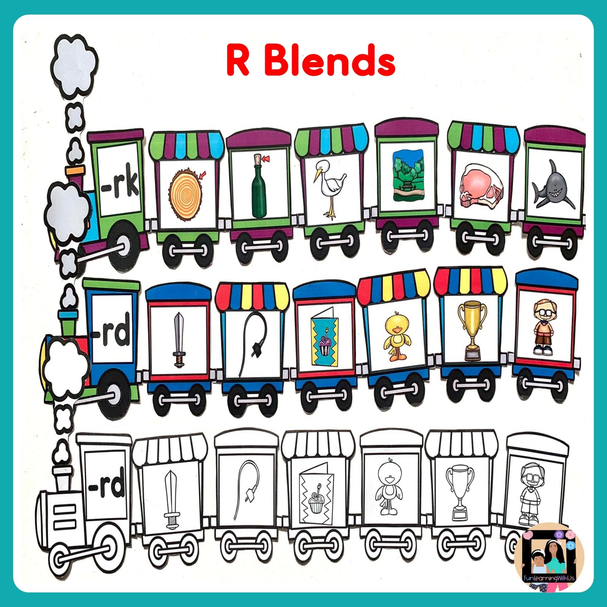 Consonant Ending Blends Train Craft Bundle | Made By Teachers