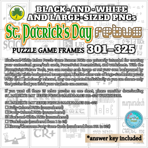 Fully Colored Rebus Puzzle Game Frames 101–125 PNGs - Made By Teachers