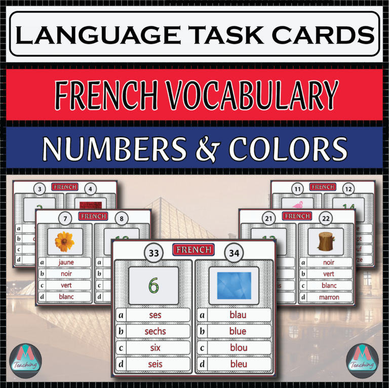 French Task Cards – Numbers and Colors | Made By Teachers
