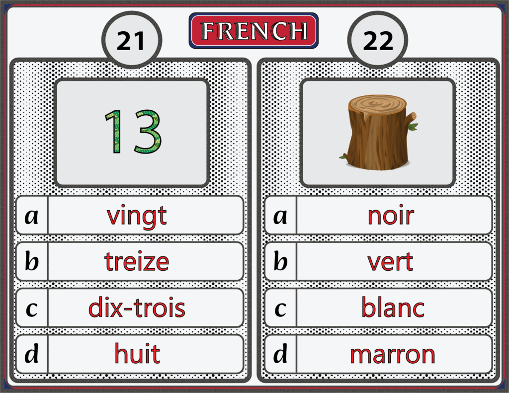 French Task Cards – Numbers and Colors | Made By Teachers