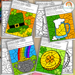 St Patricks Day Color By Code | Noun and Verb Sort | Made By Teachers