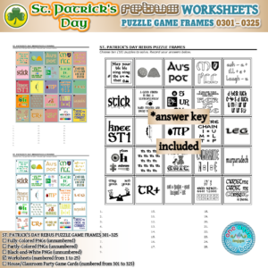 Partly Colored Rebus Puzzle Game Frames 1-100 PNGs - Made By Teachers