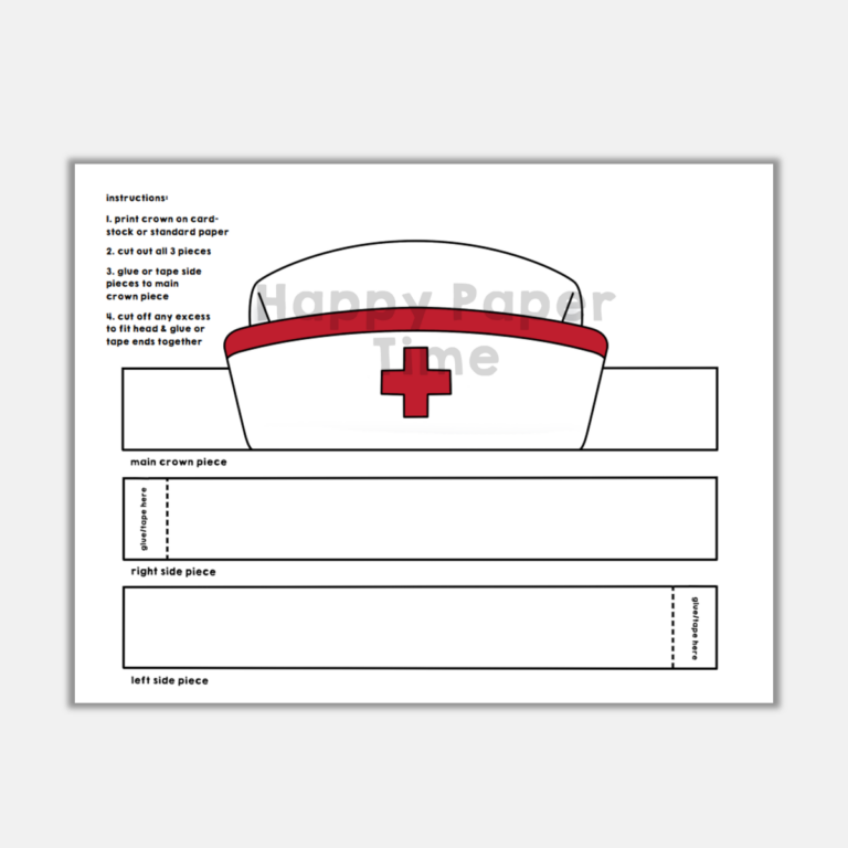 Nurse Hat Paper Crown Printable Costume Craft | Made By Teachers