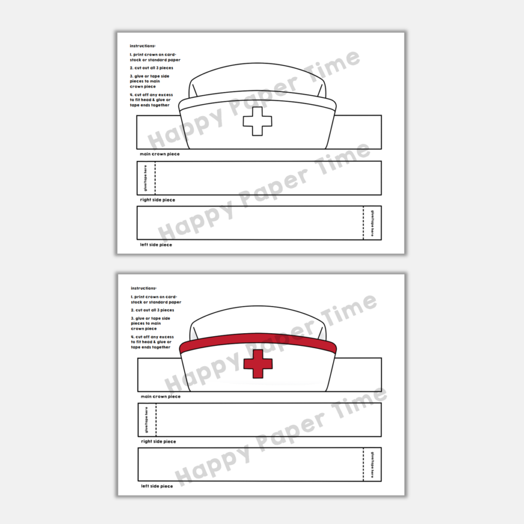 Nurse Hats Paper Crowns Printable Coloring Craft | Made By Teachers