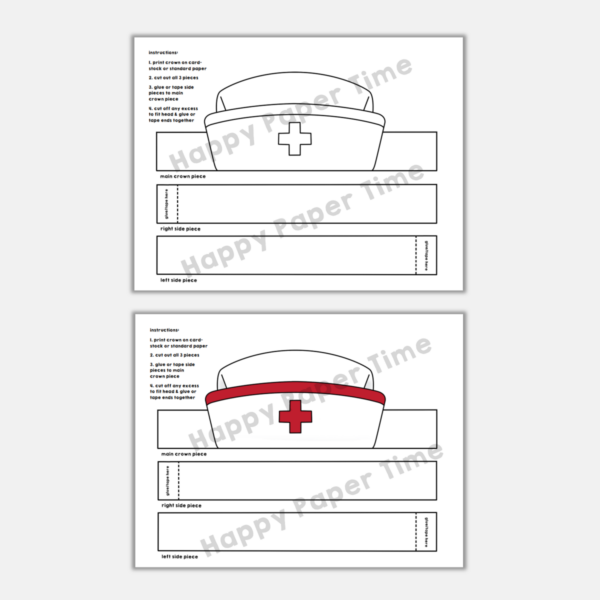 Nurse Hats Paper Crowns Printable Coloring Craft | Made By Teachers