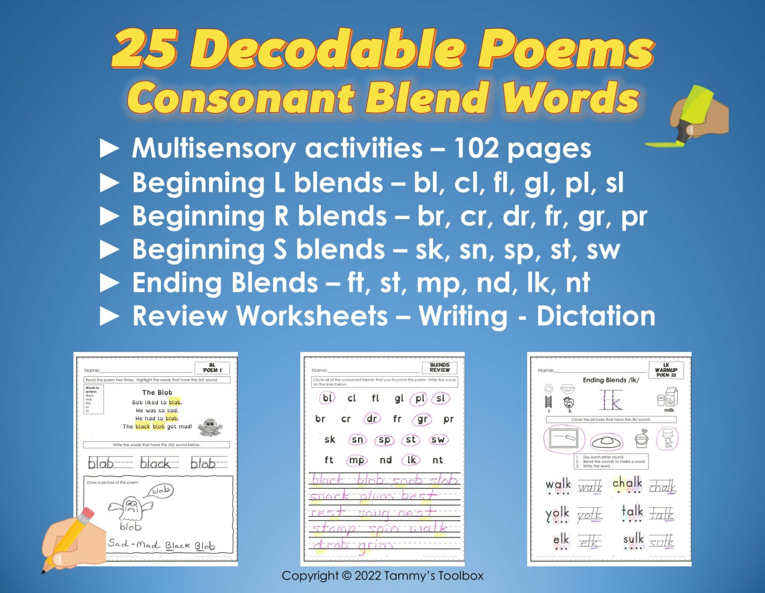 Consonant Blends Decodable Poems and Worksheets | Made By Teachers