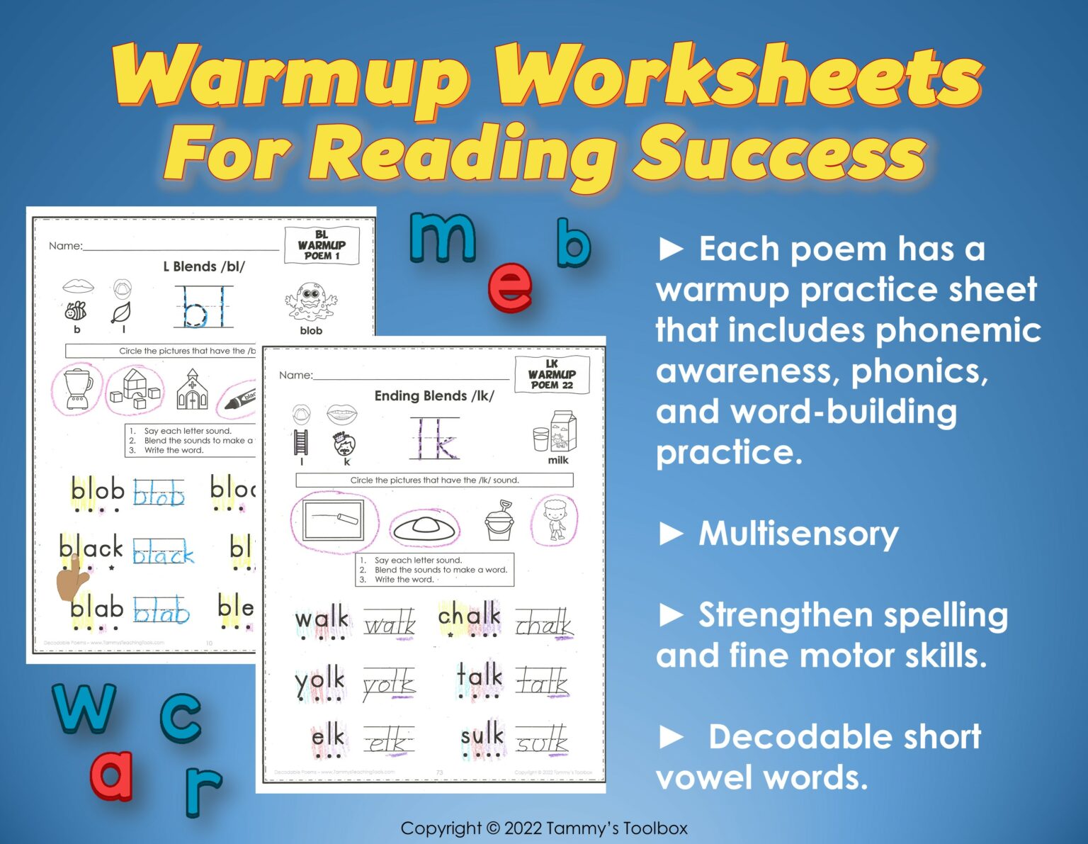 Consonant Blends Decodable Poems and Worksheets - Made By Teachers