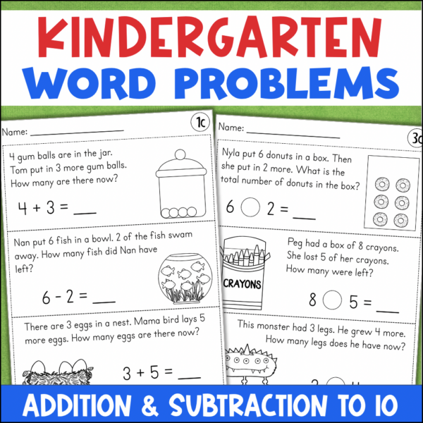 Kindergarten Word Problems Addition & Subtraction | Made By Teachers