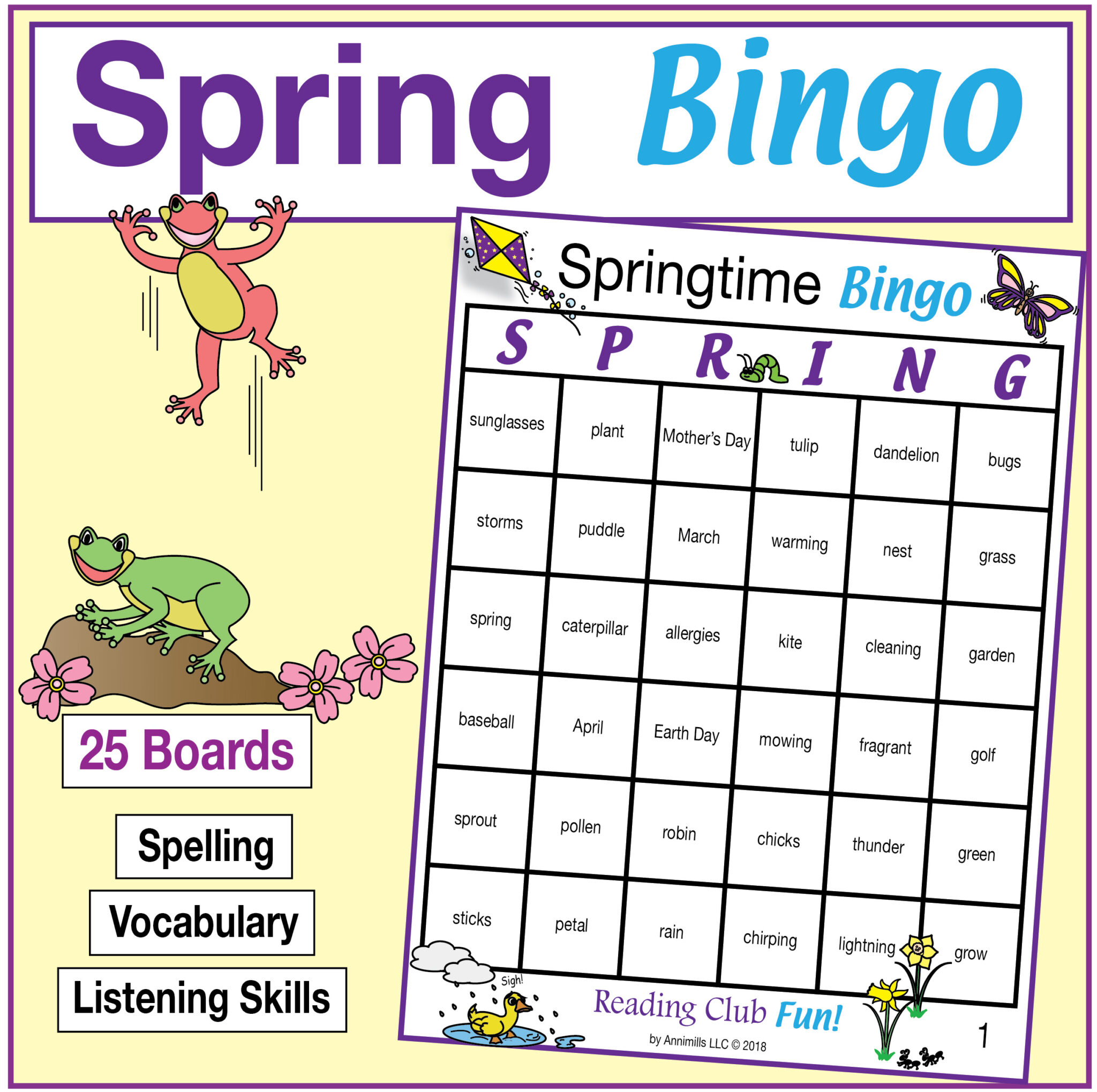 Spring Bingo Vocabulary Game (25 Boards) - Made By Teachers
