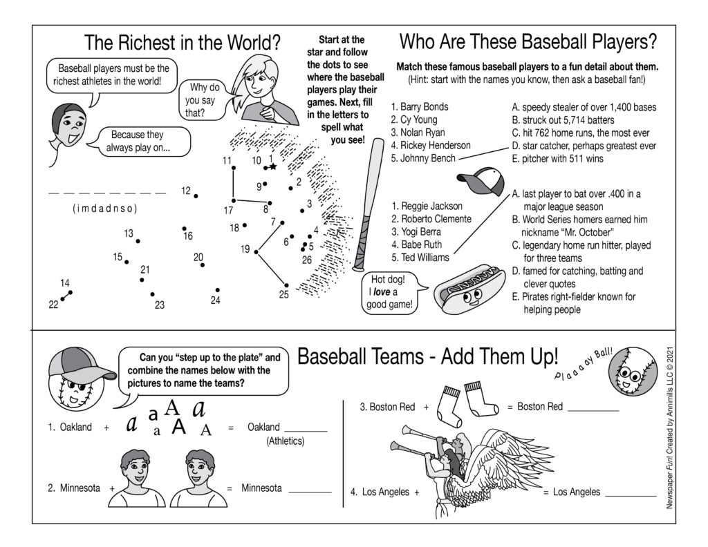 Baseball and Spring Sports Printable Puzzles Set | Made By Teachers