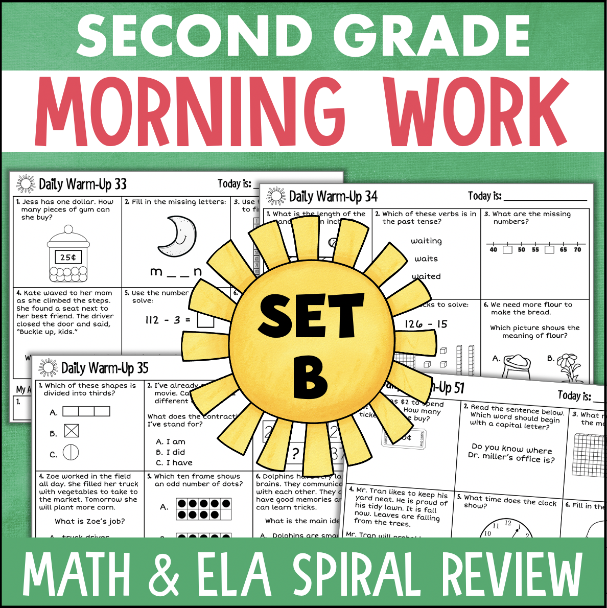 2nd Grade Morning Work SET 2 Daily ELA Math Made By Teachers