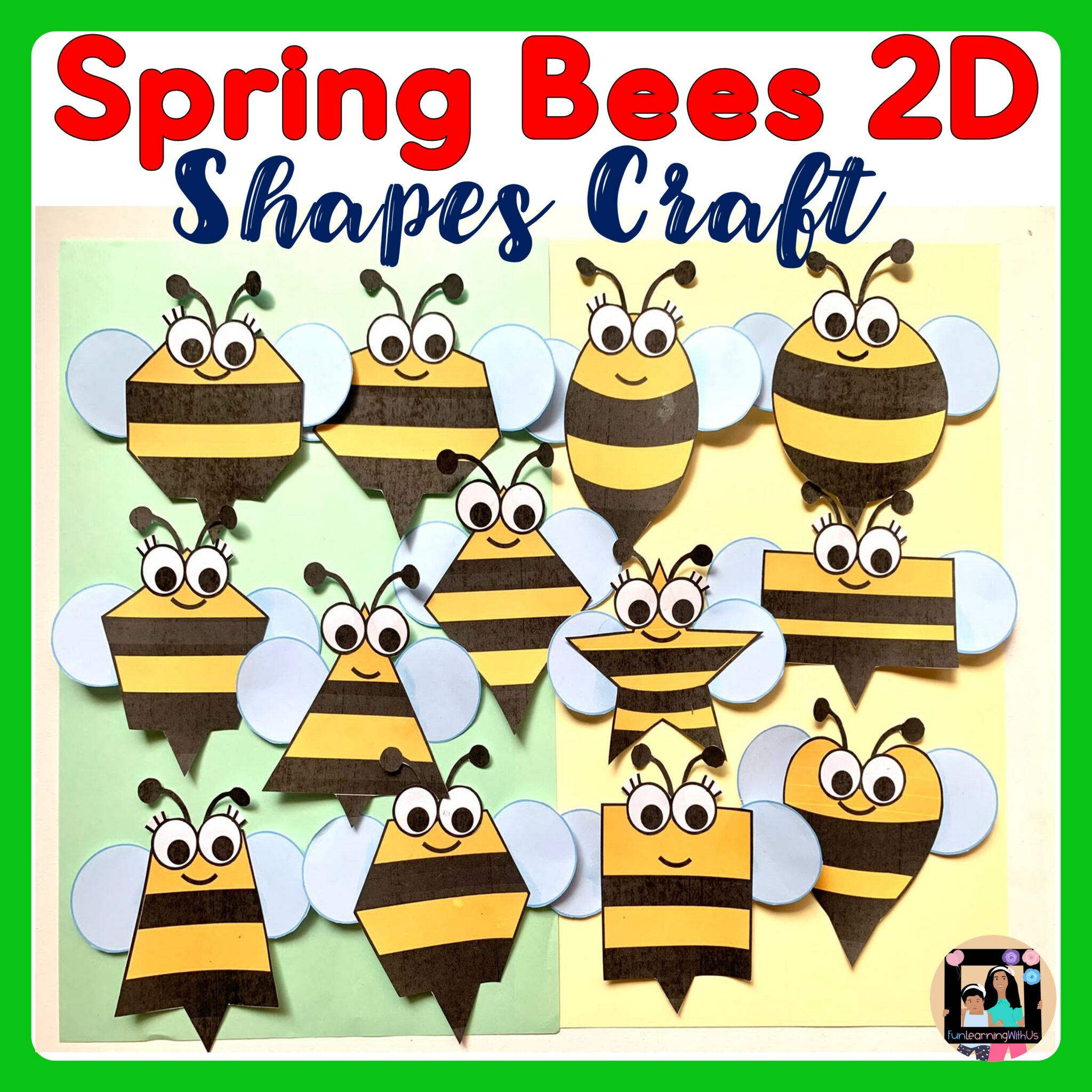 Spring Bees 2D Shapes Craft | April Craft | Made By Teachers
