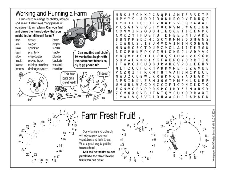 Farms: Hard-Working Farms Printable Puzzles - Made By Teachers
