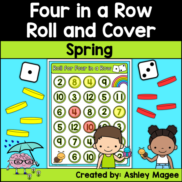Spring Four in a Row Addition Game Math Center | Made By Teachers