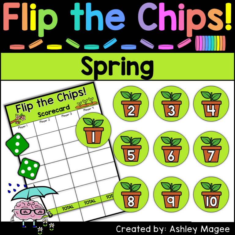 Flip the Chips Spring Addition Math Game Center | Made By Teachers