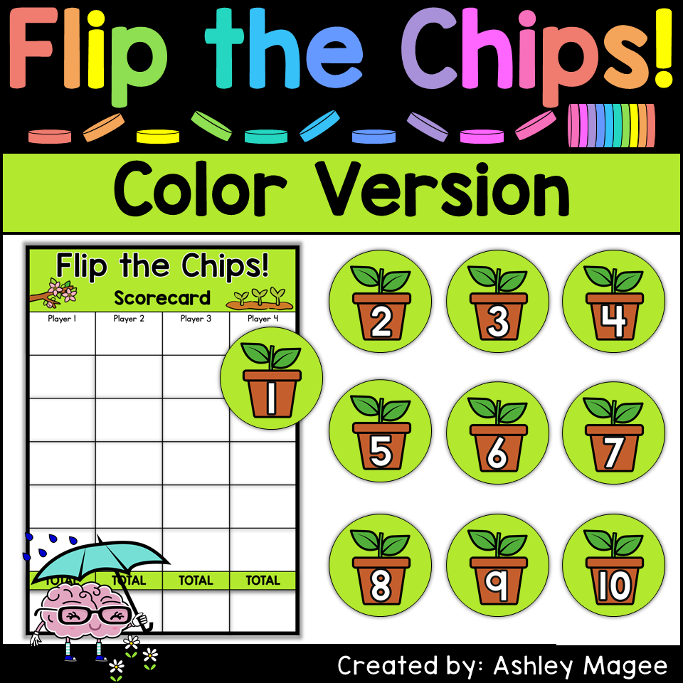 Flip the Chips Spring Addition Math Game Center | Made By Teachers
