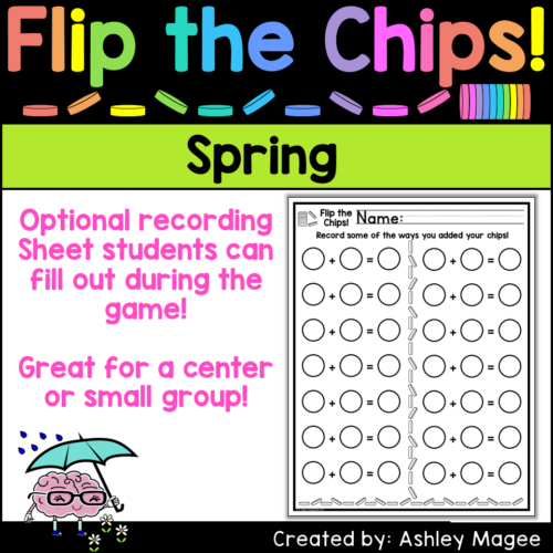 Flip the Chips Spring Addition Math Game Center | Made By Teachers