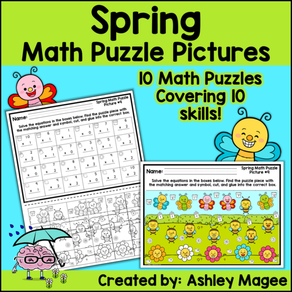 Spring Math Puzzle Pictures with Writing Activity | Made By Teachers