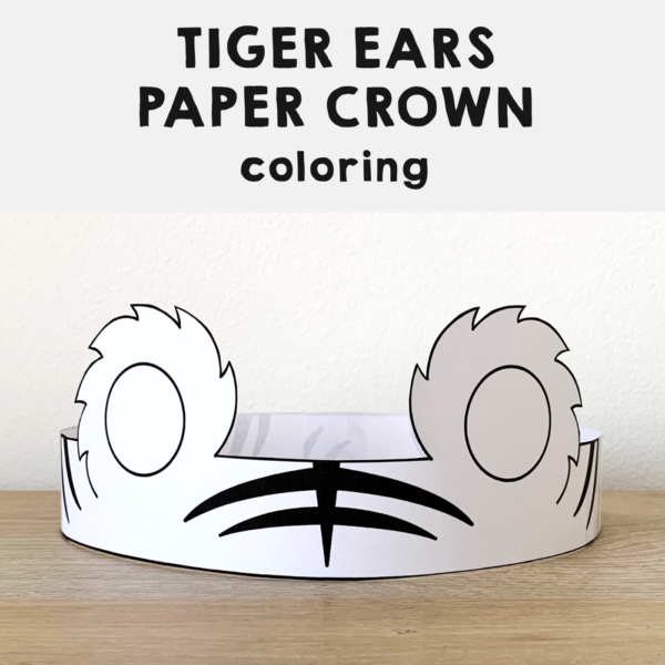 Tiger Ears Paper Crown Printable Coloring Craft | Made By Teachers