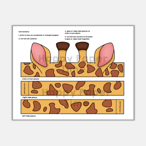 Giraffe Ears Paper Crown Printable Costume Craft | Made By Teachers