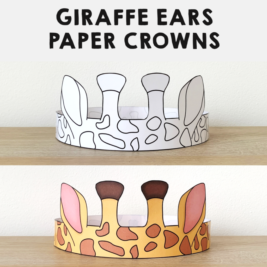 Giraffe Ears Paper Crowns Printable Coloring Craft | Made By Teachers