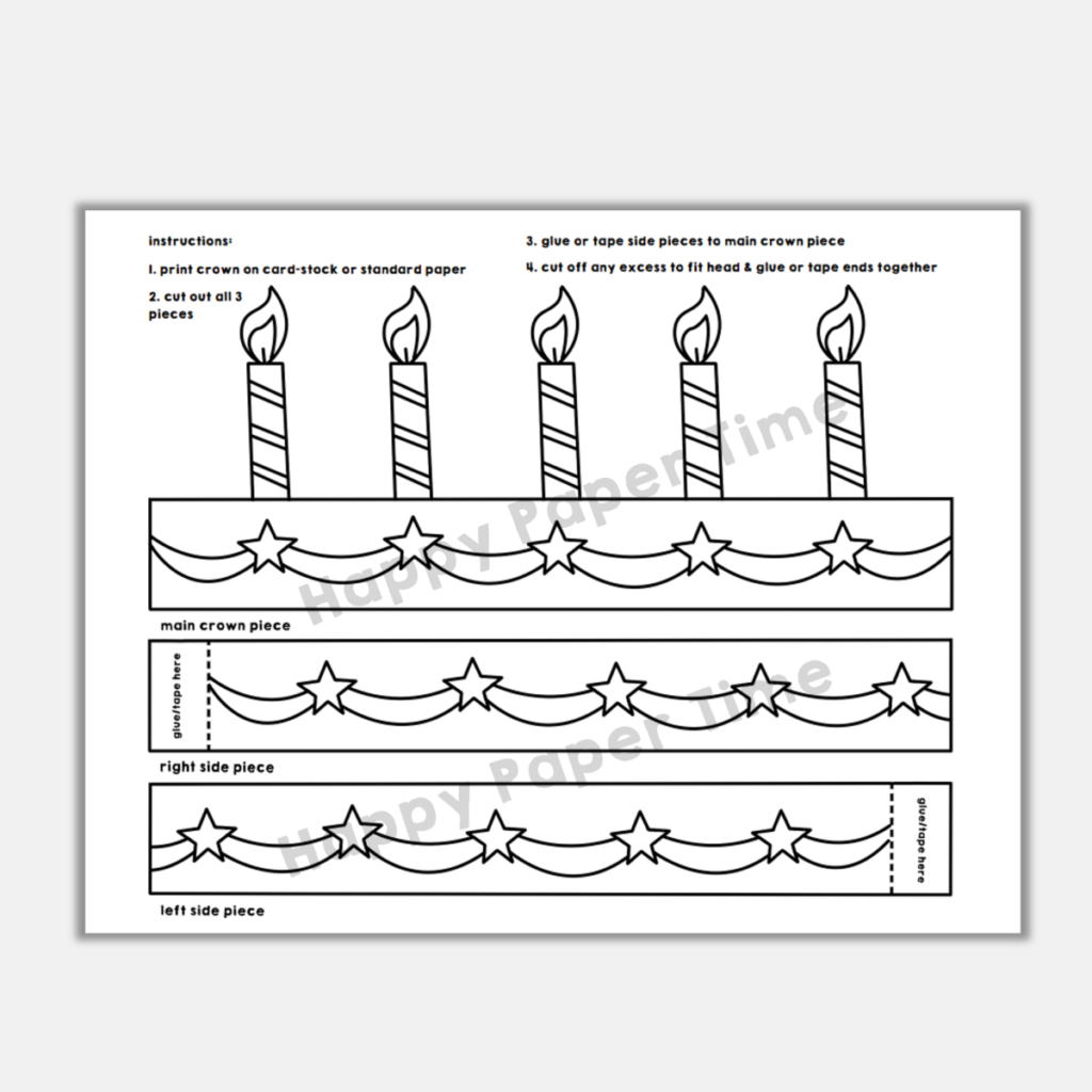 Birthday Cake Paper Crown Printable Coloring Craft | Made By Teachers