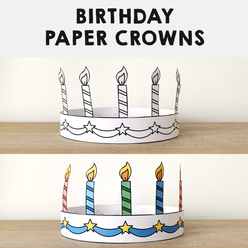 Birthday Cake Paper Crown Printable Coloring Craft | Made By Teachers